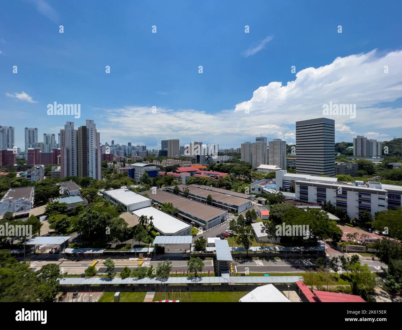 Aerial view of various infrastructure such as public housing design in ...