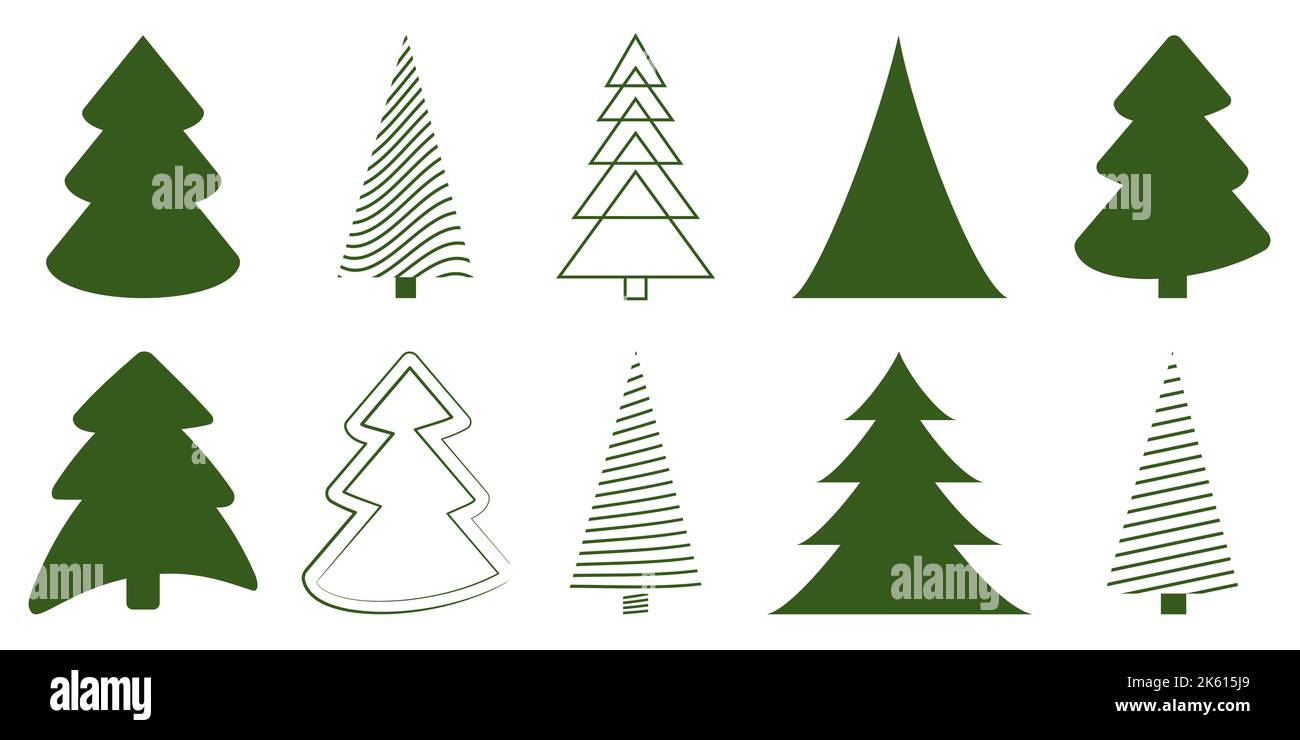 Set of green Christmas trees. Design for web and mobile app. Vector ...