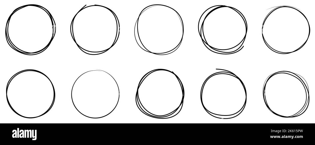 Hand drawning circle line sketch set. Vector illustration Stock Vector ...