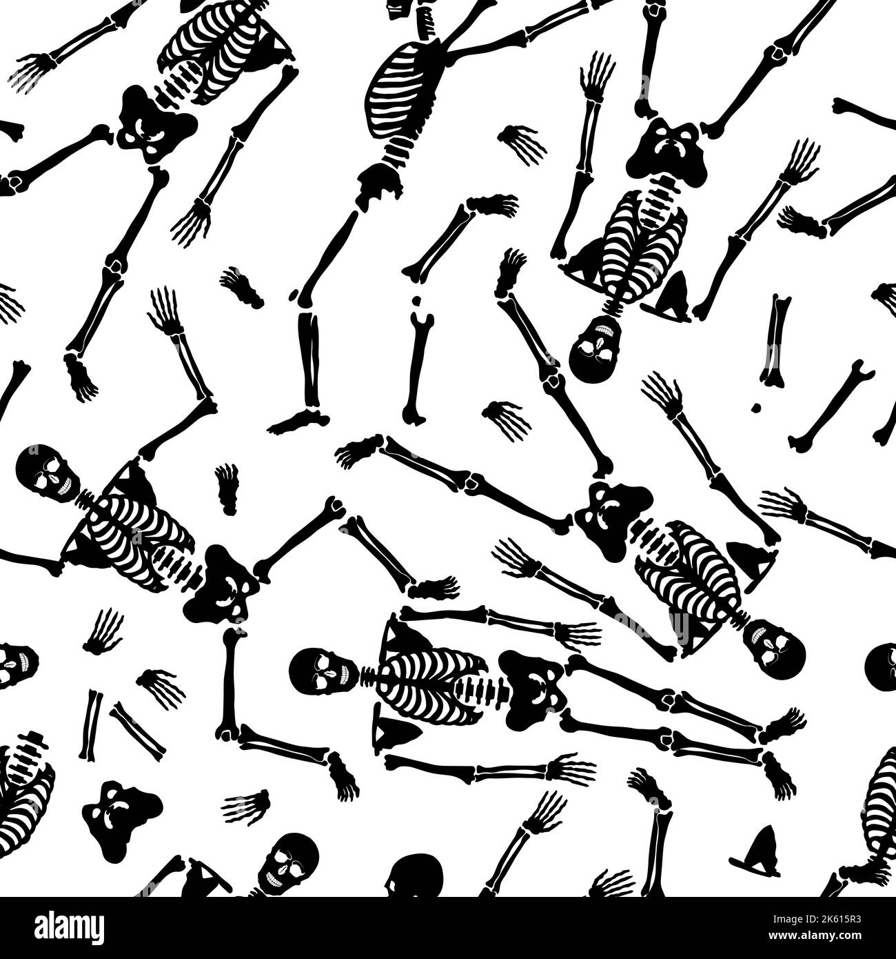 Seamless pattern, background with dancing skeletons. Vector ...