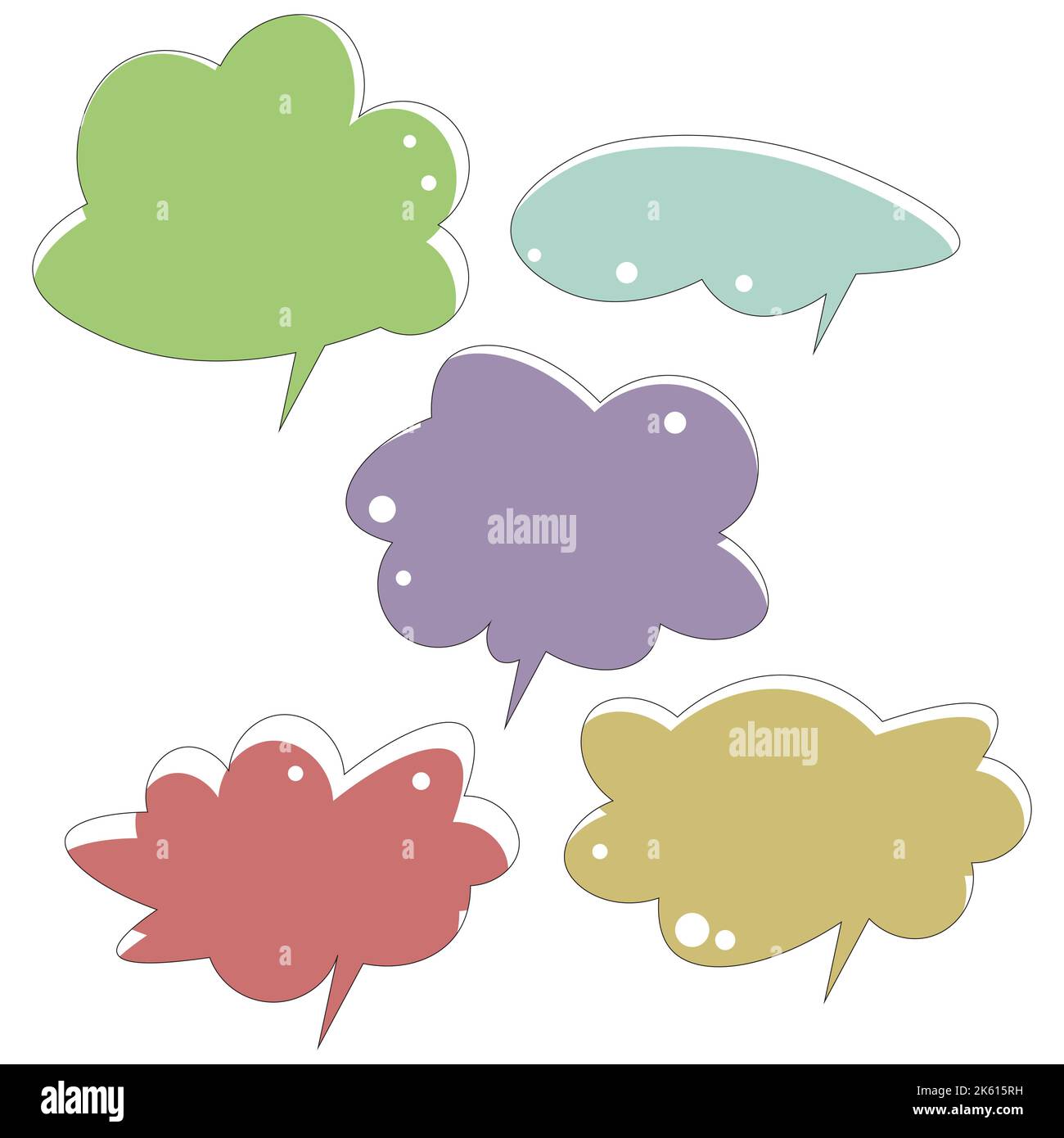 Set of color speech bubbles. Cartoon Vector illustration. Isolated on ...