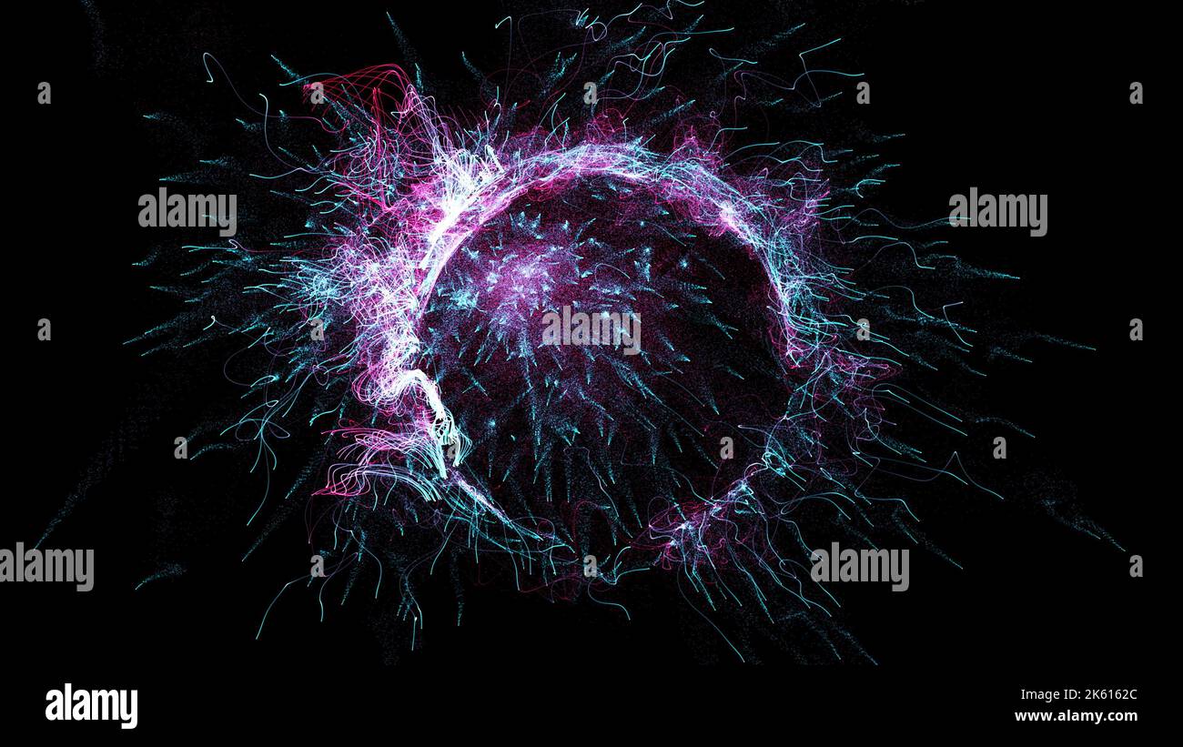 3D rendering cosmic energy strings. Energy flows in the form of thin ...