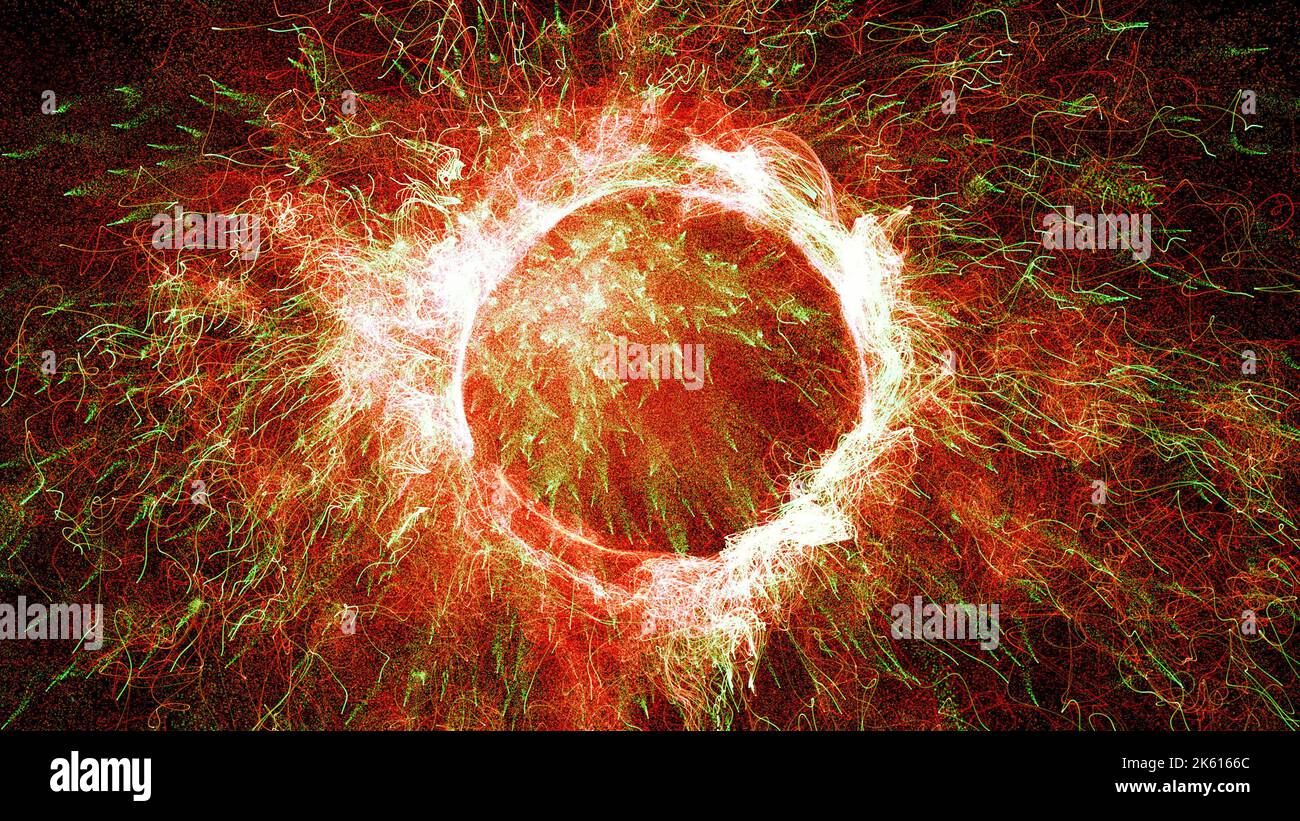 3D rendering cosmic energy strings. Energy flows in the form of thin ...