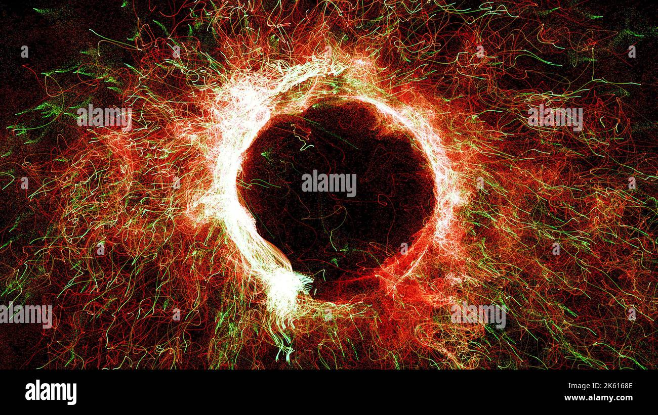 3D rendering cosmic energy strings. Energy flows in the form of thin ...