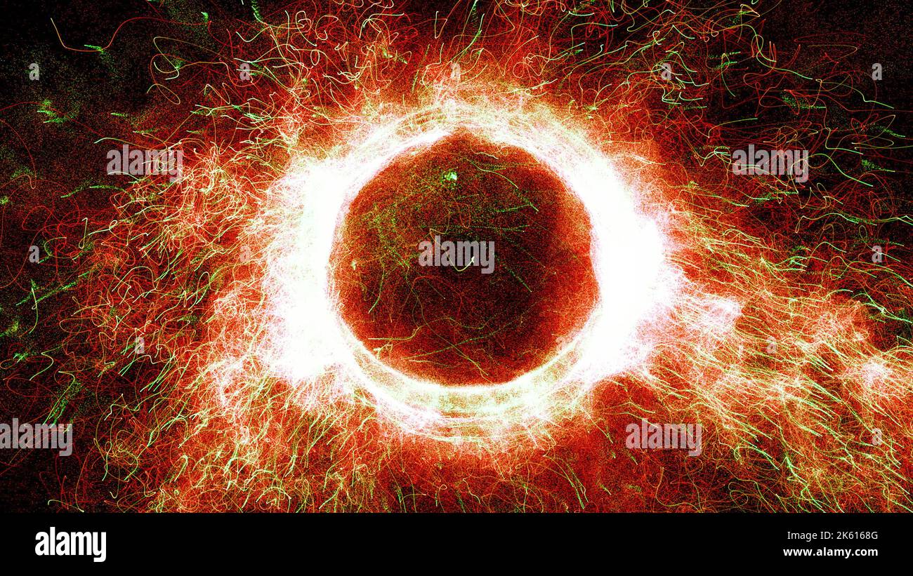 3D rendering cosmic energy strings. Energy flows in the form of thin ...