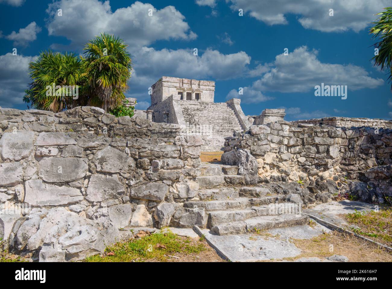 The castle, Mayan Ruins in Tulum, Riviera Maya, Yucatan, Caribbean Sea ...