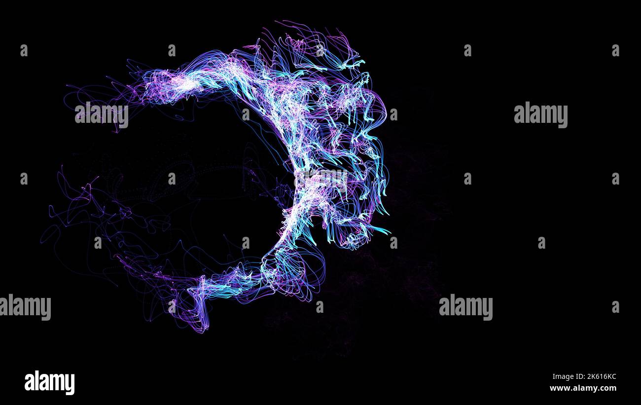 3D rendering cosmic energy strings. Energy flows in the form of thin ...
