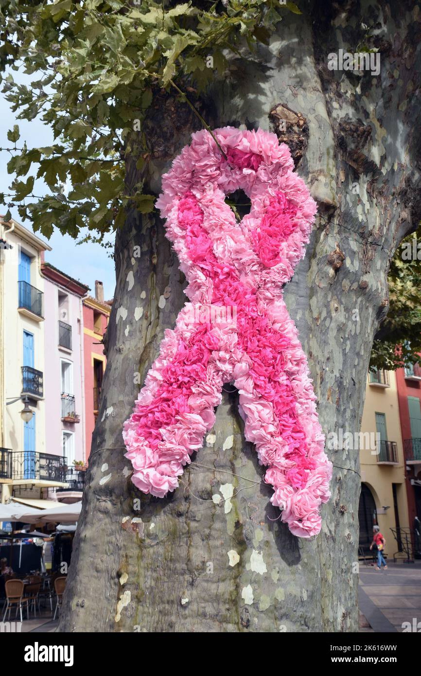 Octobre Rose, to raise awareness of breast cancer, Collioure, Pyrenees ...