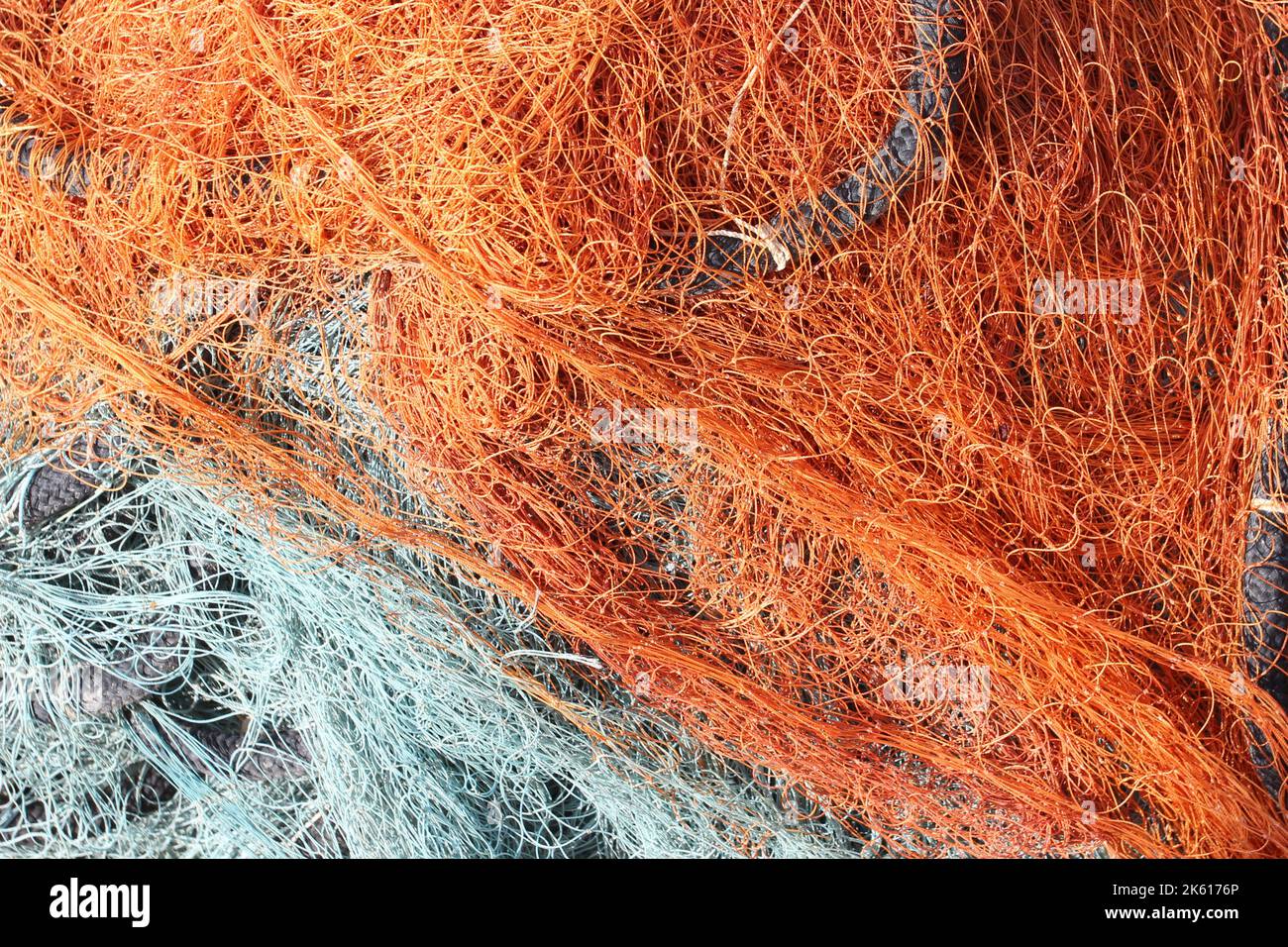 fishing net drying, two colours, Baska, Island Krk, Croatia Stock Photo ...