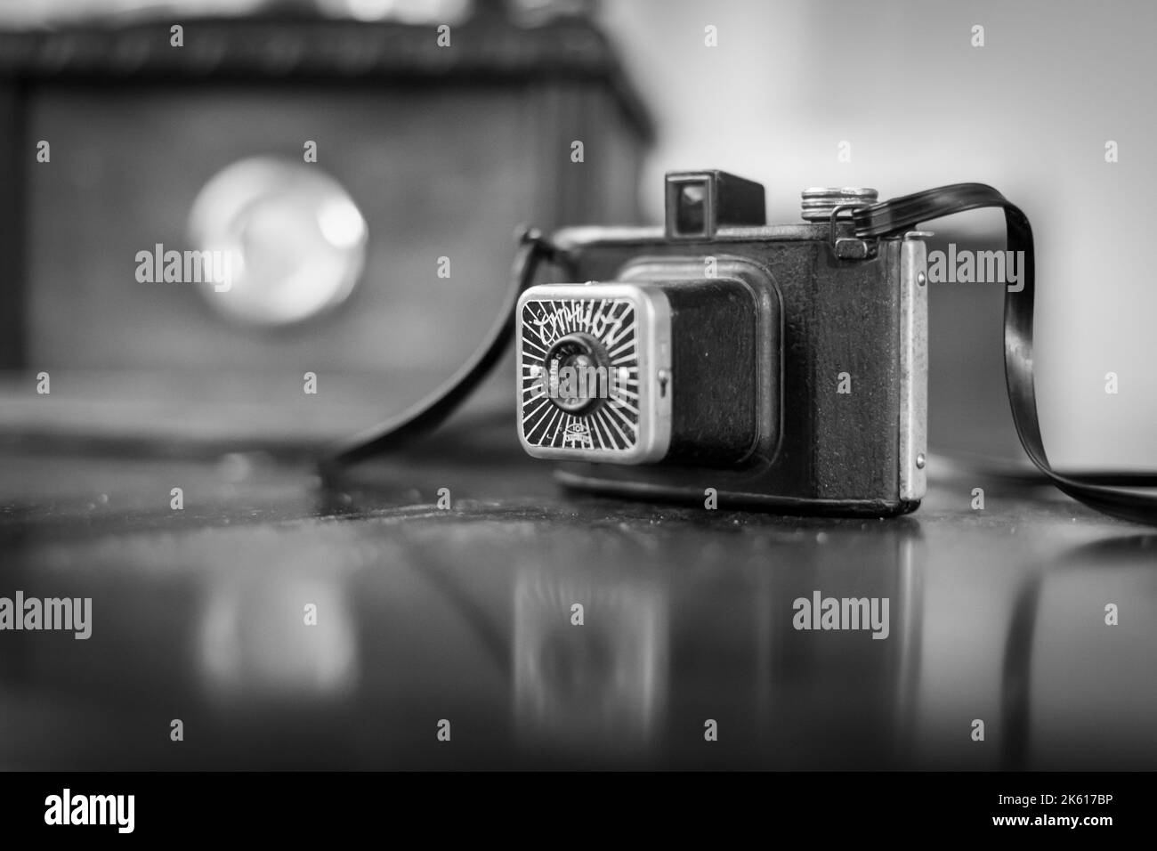 A grayscale shot of a vintage camera Stock Photo - Alamy