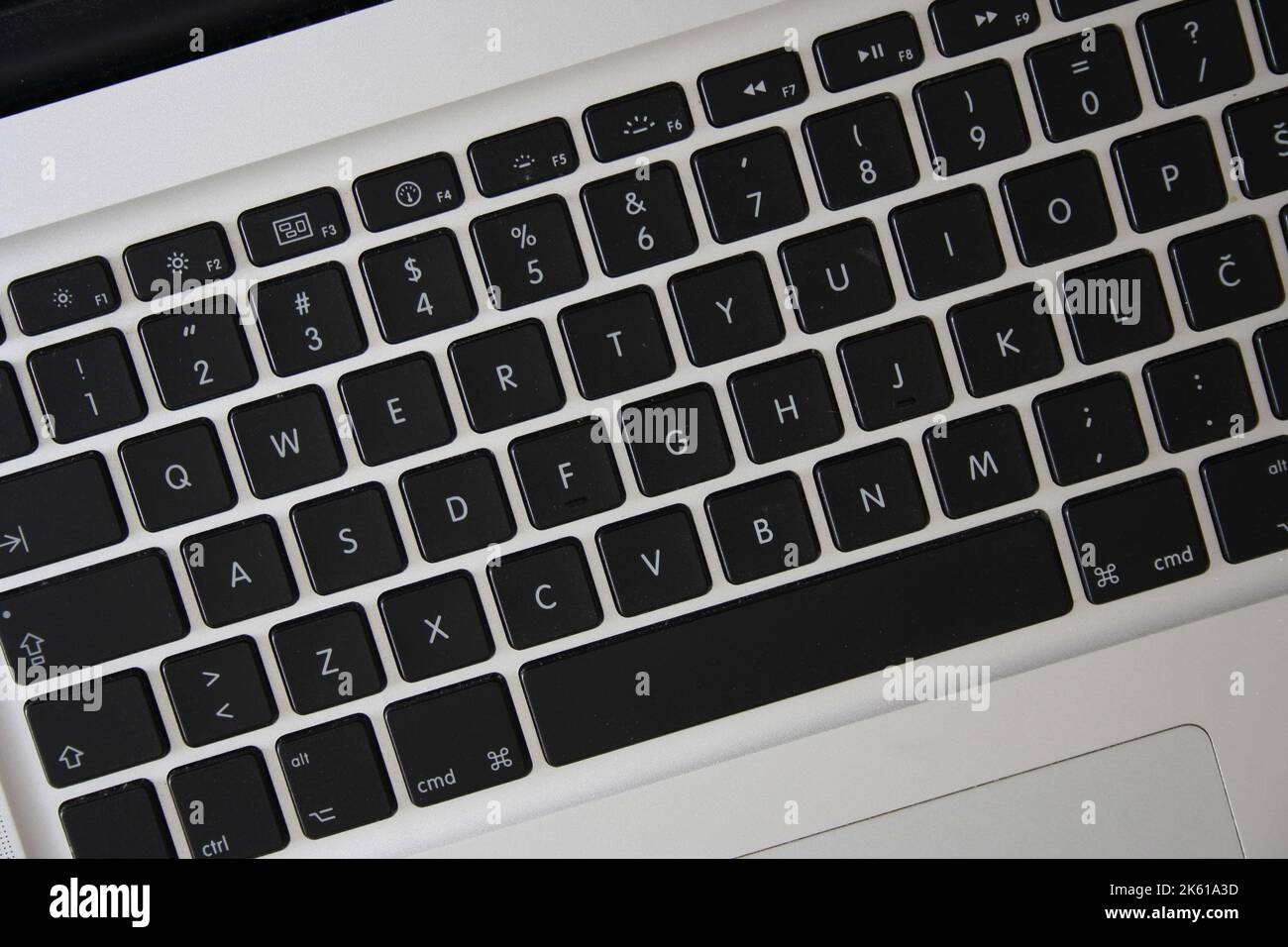 A part of the keyboard on the modern portable computer - laptop Stock ...
