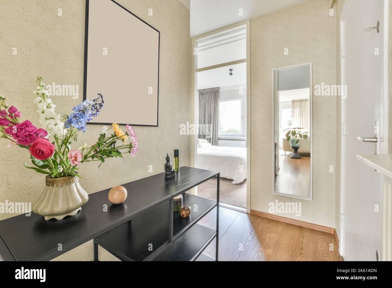 Interior passage way with furniture on wall in modern house Stock Photo ...