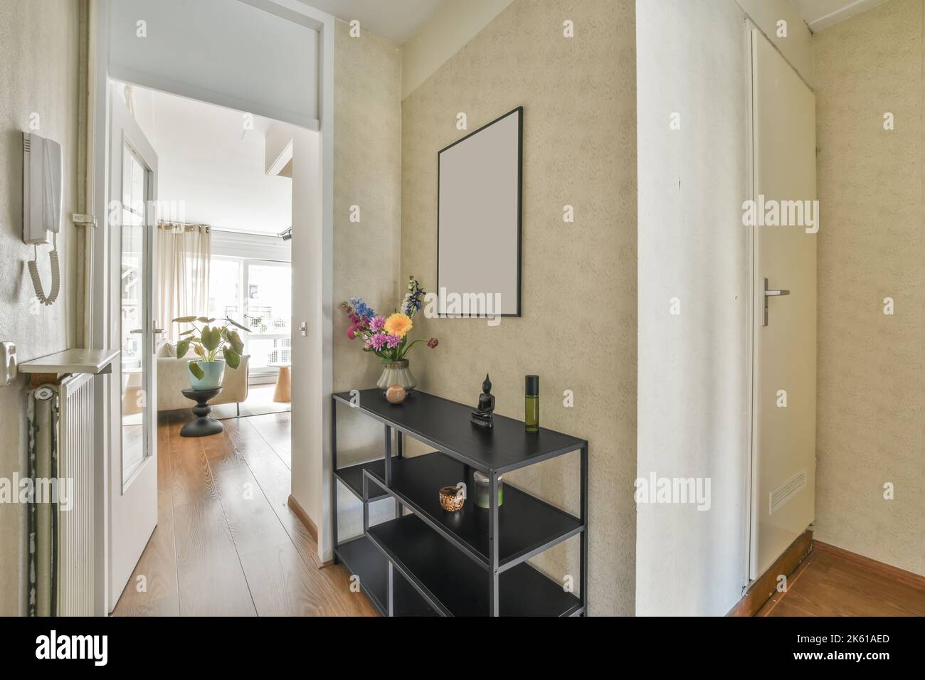 Interior passage way with furniture on wall in modern house Stock Photo ...