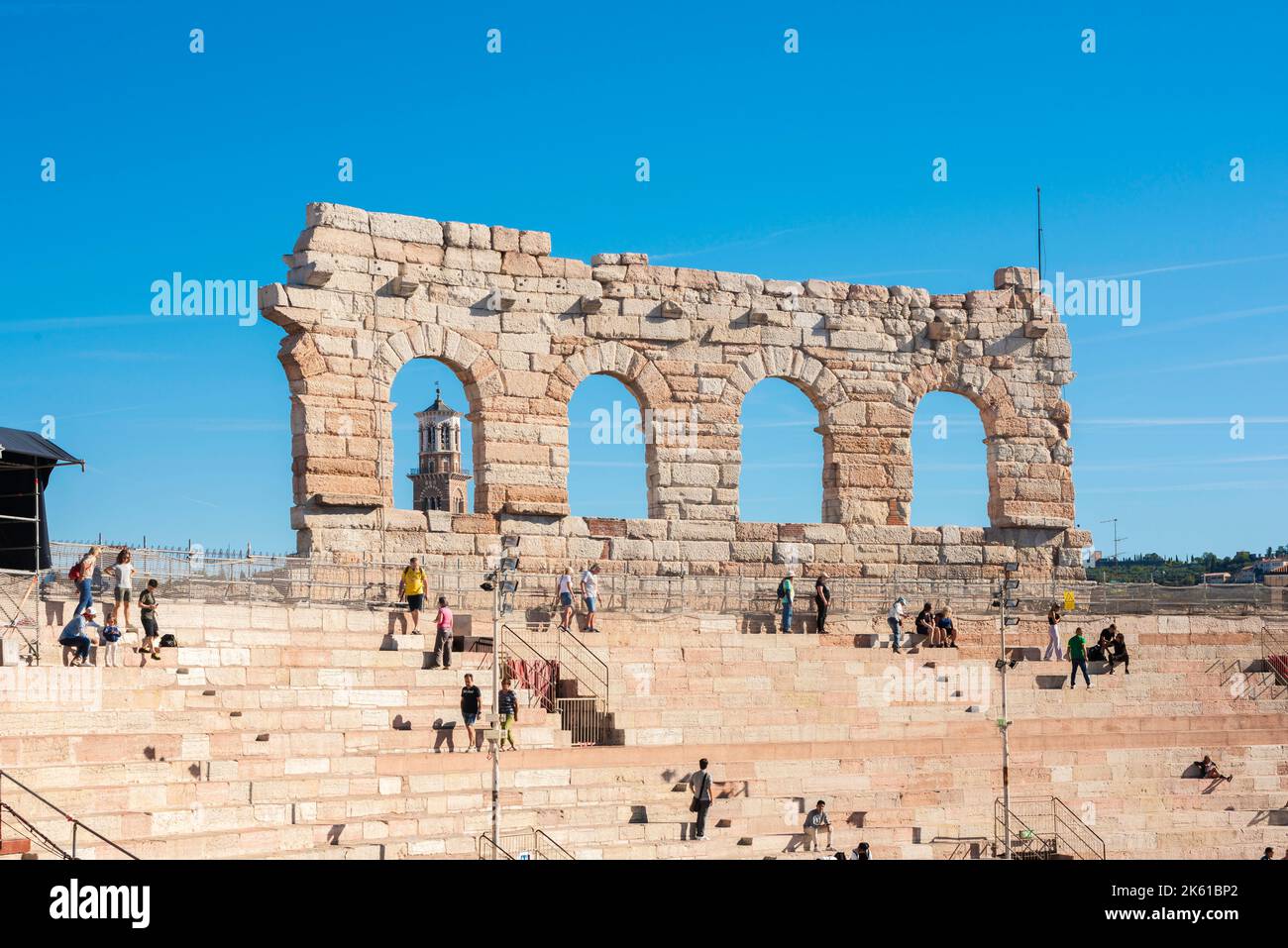 Verona Italy, view in summer of the remaining four arches of the outer ...