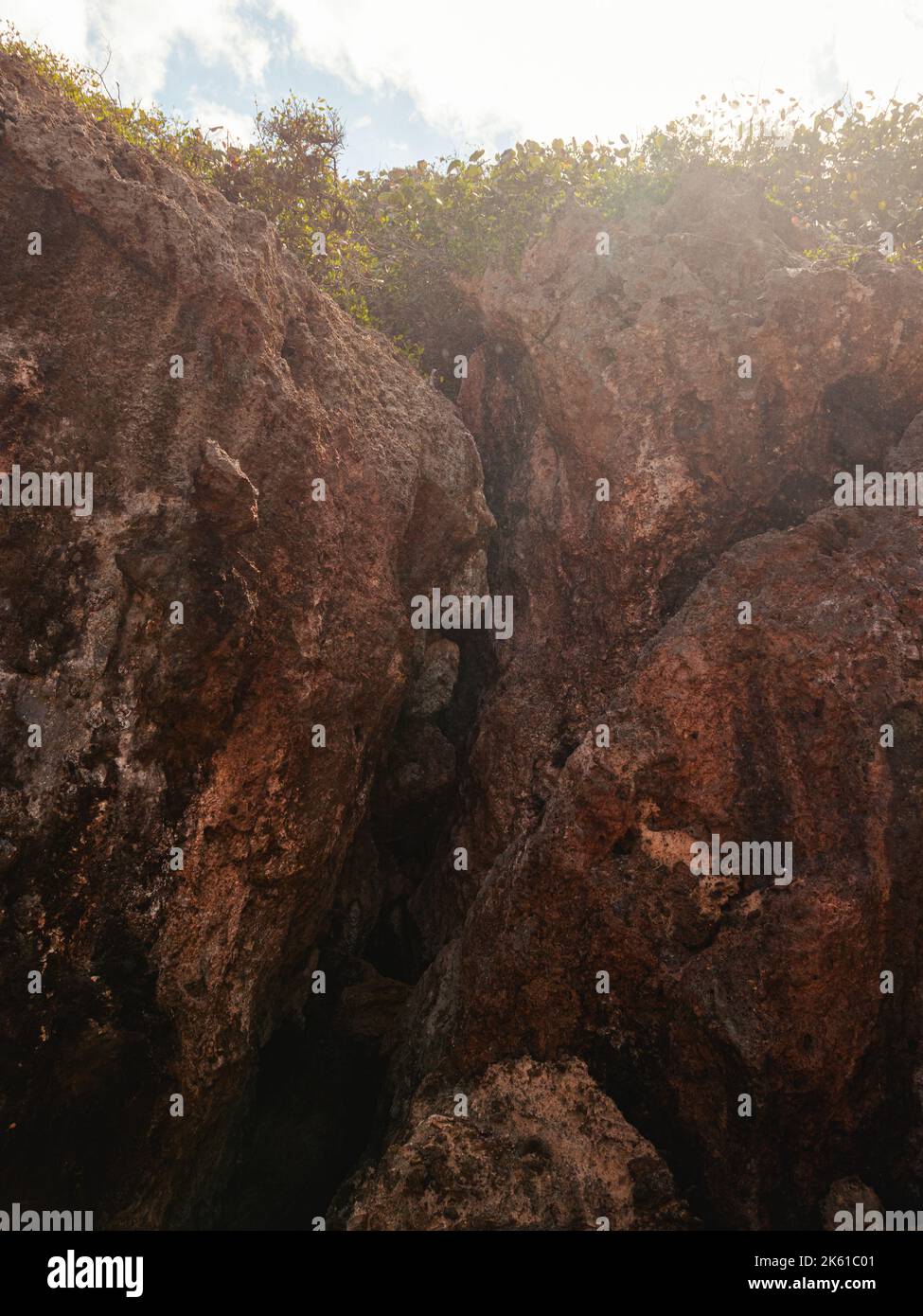 Puerto rico Aguadilla survival beach caves with big rocks formation ...