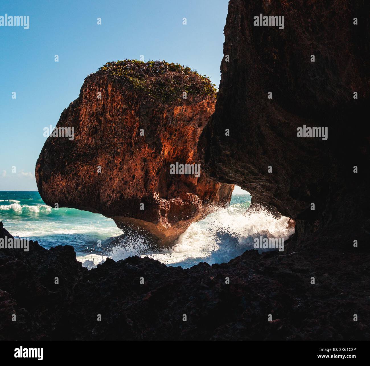 Puerto rico Aguadilla survival beach caves with big rocks formation ...