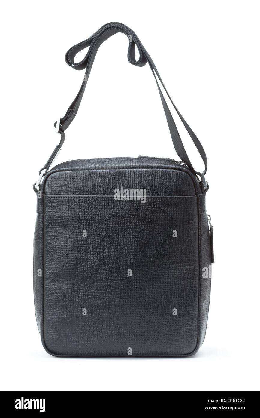 Male fashion leather handbag isolated on white background Stock Photo ...