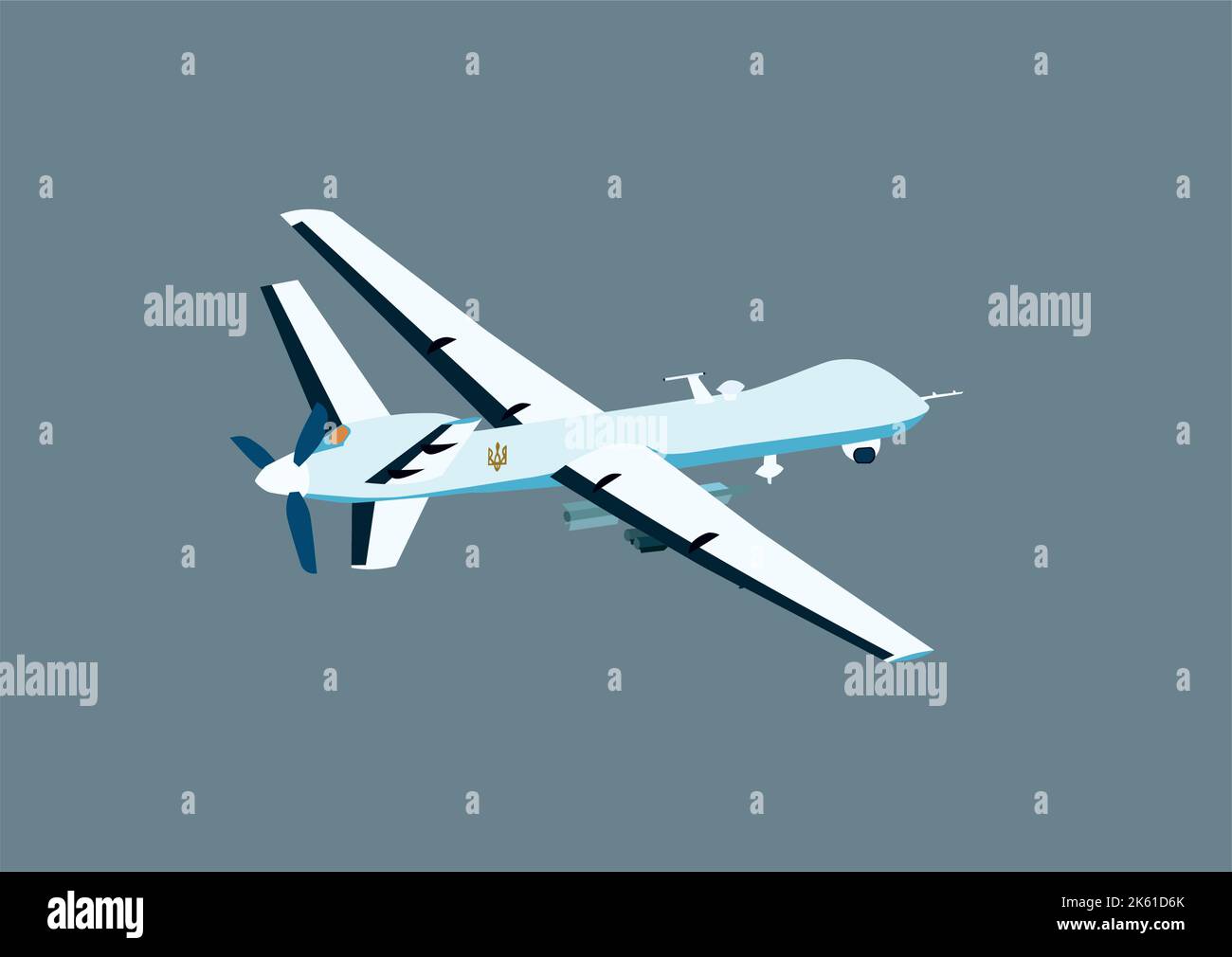 illustration of defense military aircraft with ukrainian trident symbol ...