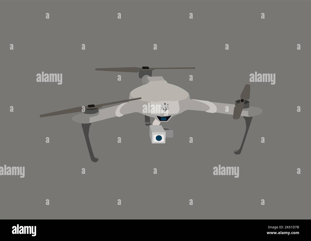 illustration of modern military quadcopter drone with video camera and ...
