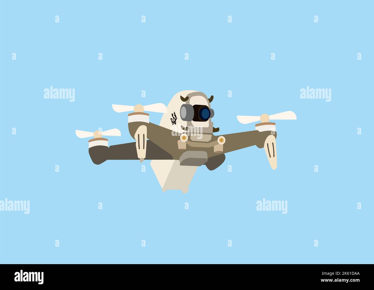 illustration of modern military quadcopter drone with video camera and ...