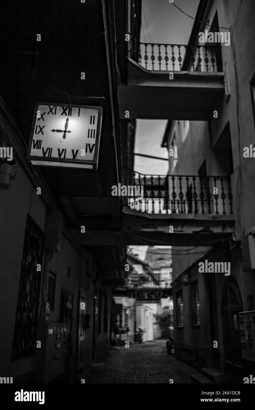 Facade with clock Black and White Stock Photos & Images - Alamy