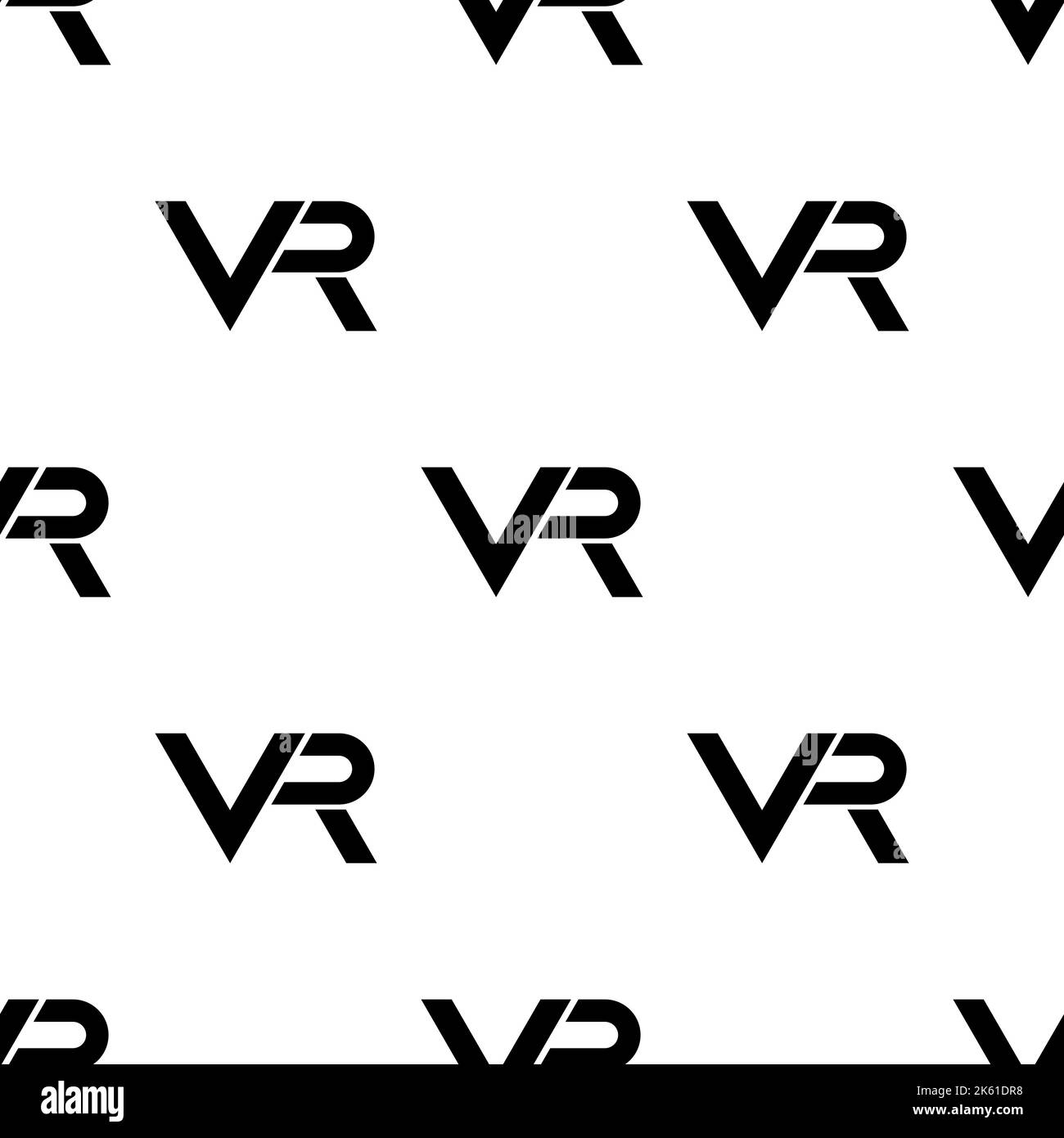 Seamless vector pattern with VR logos. Virtual black and white reality ...