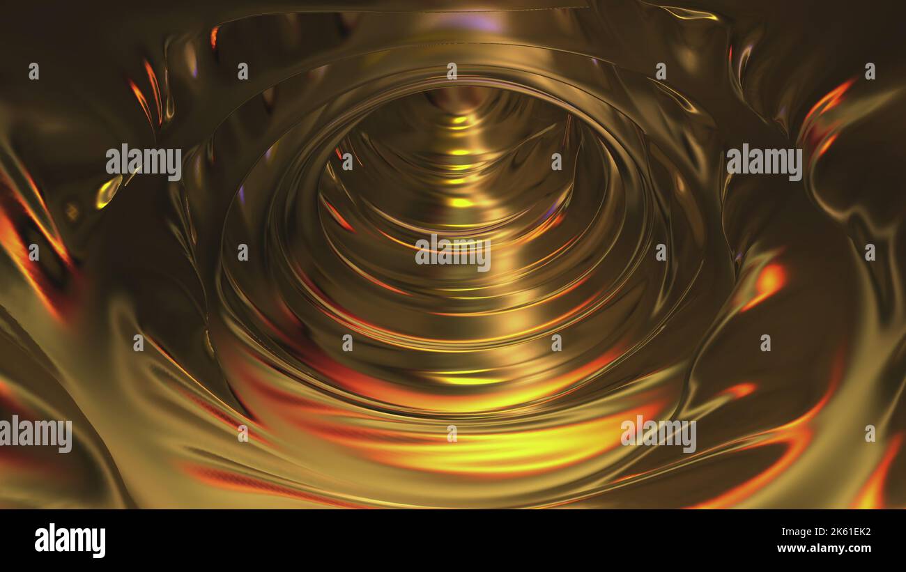 Golden liquid tunnel or torus. 3d Stock Photo - Alamy