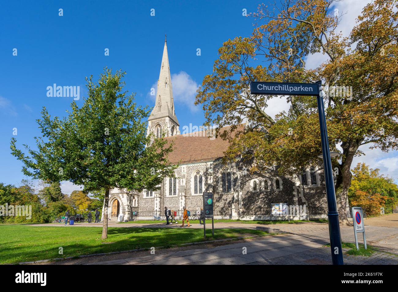 Copenhagen, Denmark. October 2022. exterior view of St Alban's Church ...