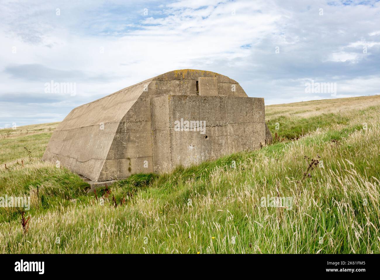 Ruined concrete building from world war two, Hoxa battery, Orkney, UK ...