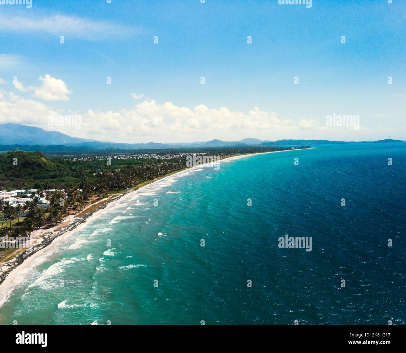 beautiful drone picture in the beach with pure blue oceans from puerto ...