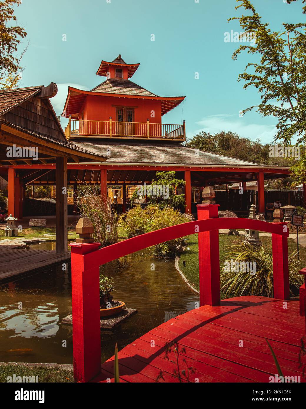 Puerto Rico Japanese garden mini park lovely wooden dojo Stock Photo ...