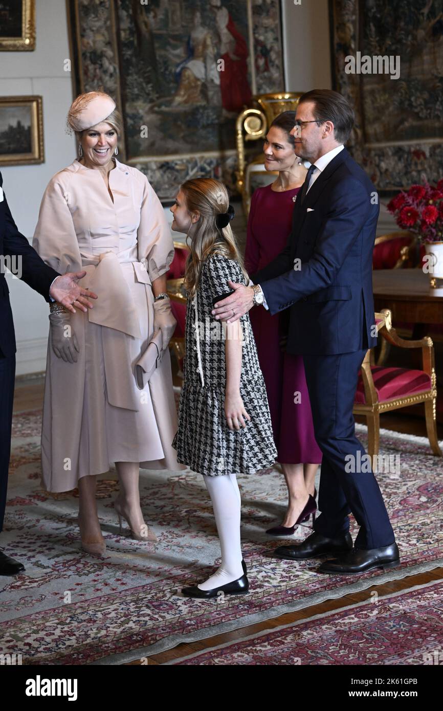 Queen Maxima, Princess Estelle, Crown Princess Victoria and Prince Daniel at the Royal Palace ...
