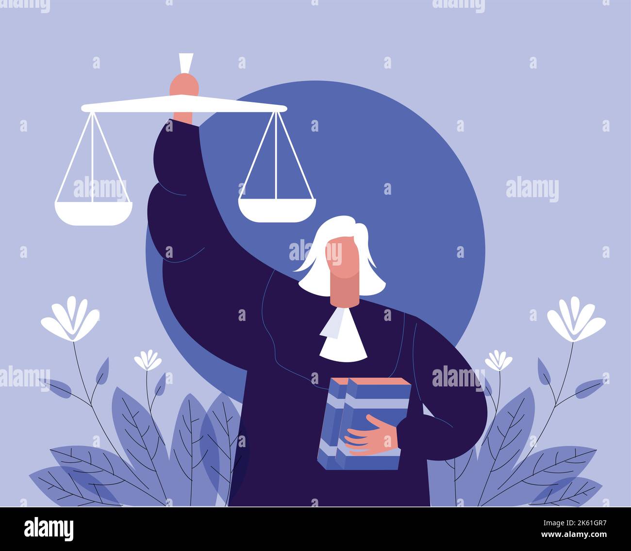 A graphic design of a judge holding the scales of justice Stock Vector ...