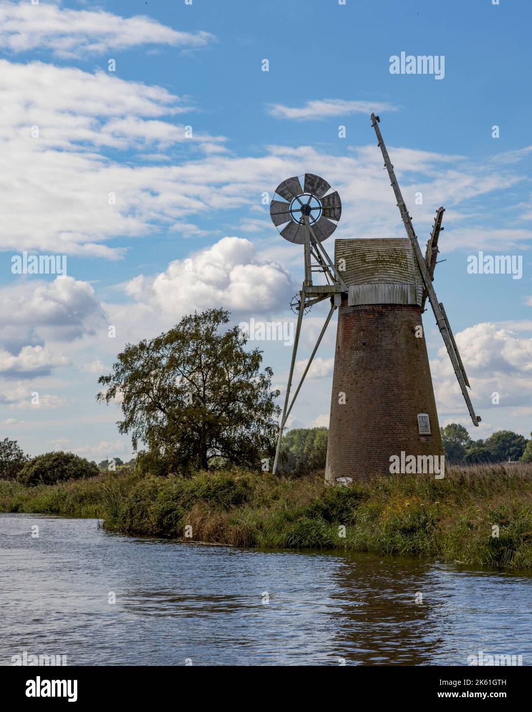 Turf Fen drainage mill on the River Ant at How Hill Norfolk Stock Photo ...