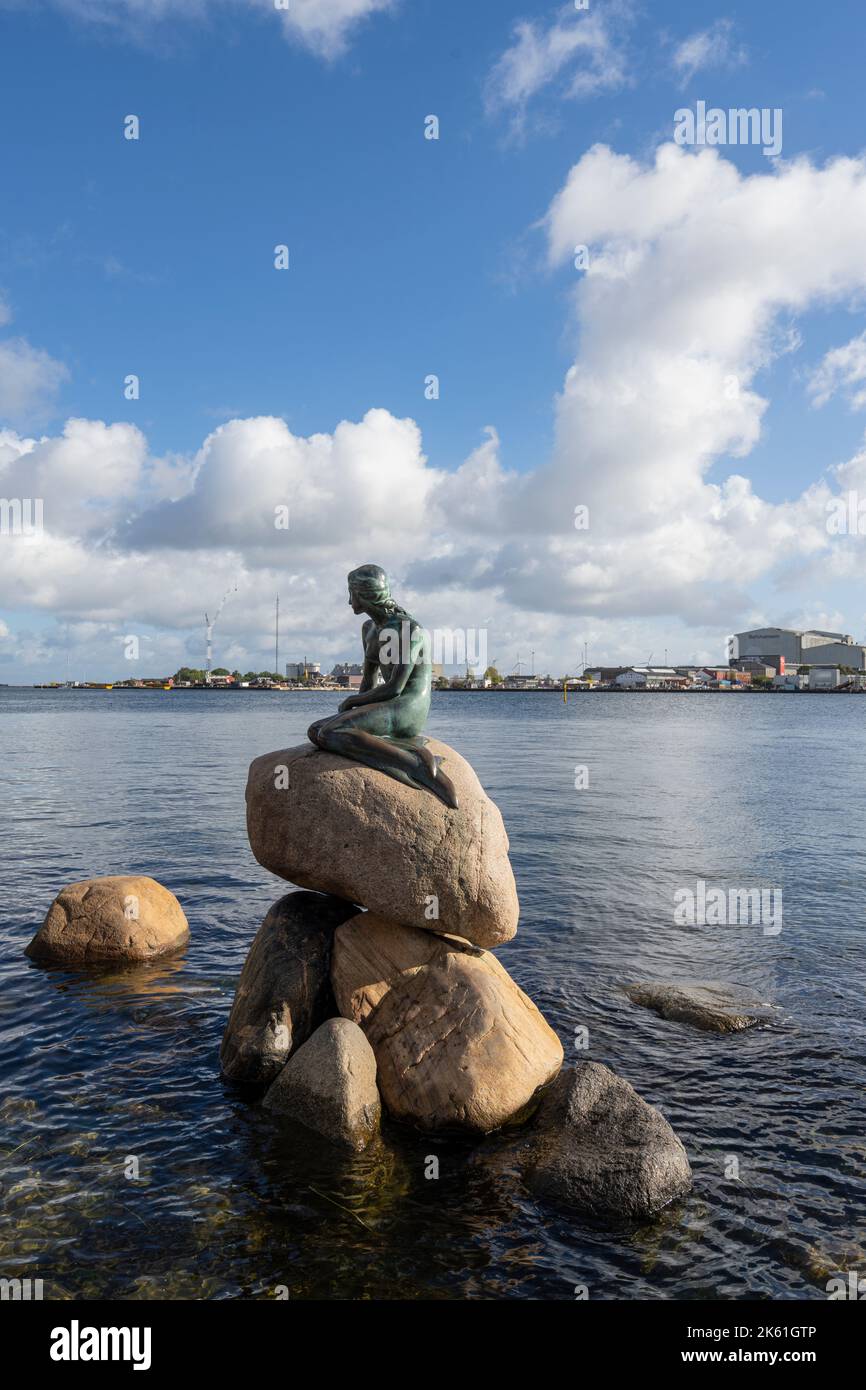 Copenhagen, Denmark. October 2022. the little mermaid statue in the ...