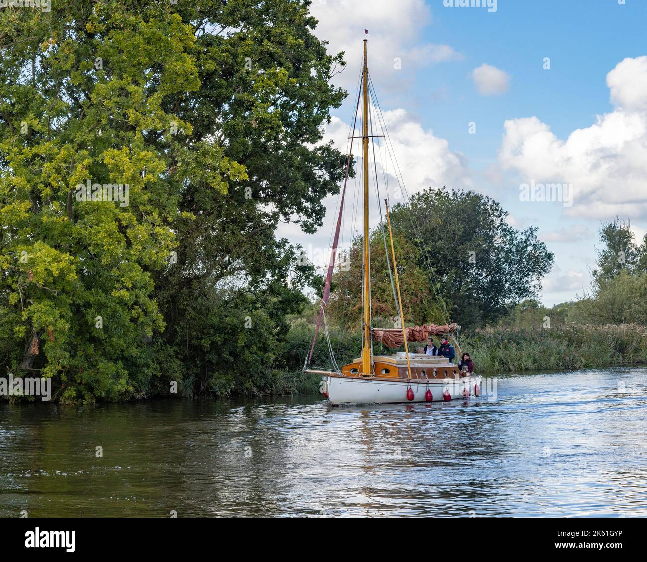 A 30ft traditional Norfolk Broads yacht on the River Ant Stock Photo ...