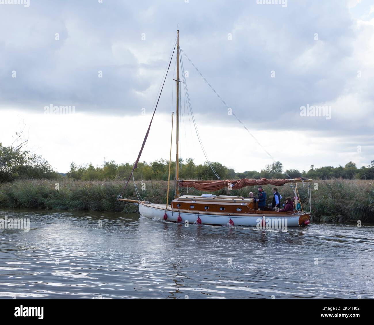 A 30ft traditional Norfolk Broads yacht on the River Ant Stock Photo ...