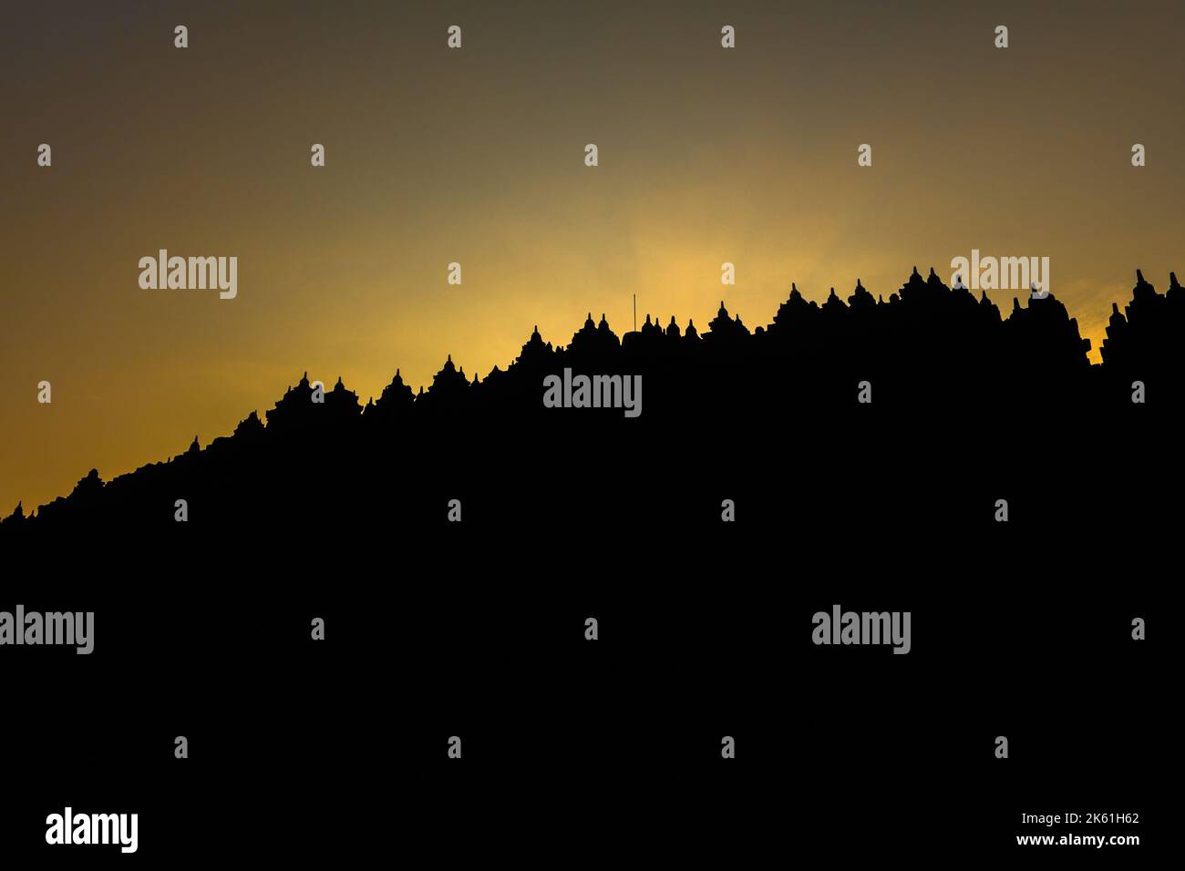 Borobudur Temple skyline during sunrise: Largest Buddhist Monument In ...