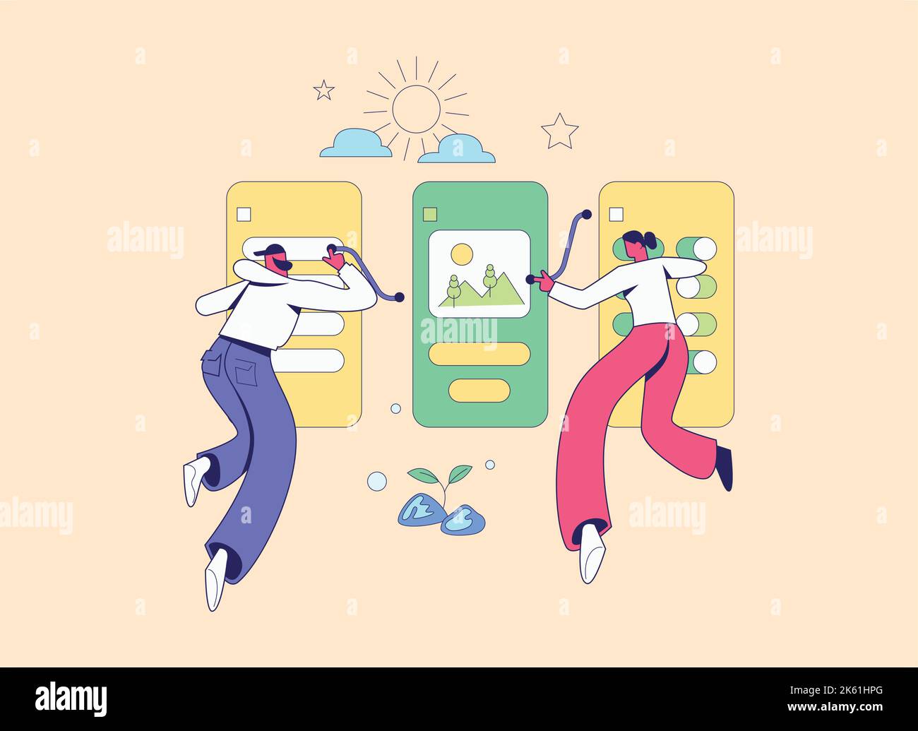 An illustration of teamwork and collaboration on pastel background Stock Vector Image & Art - Alamy