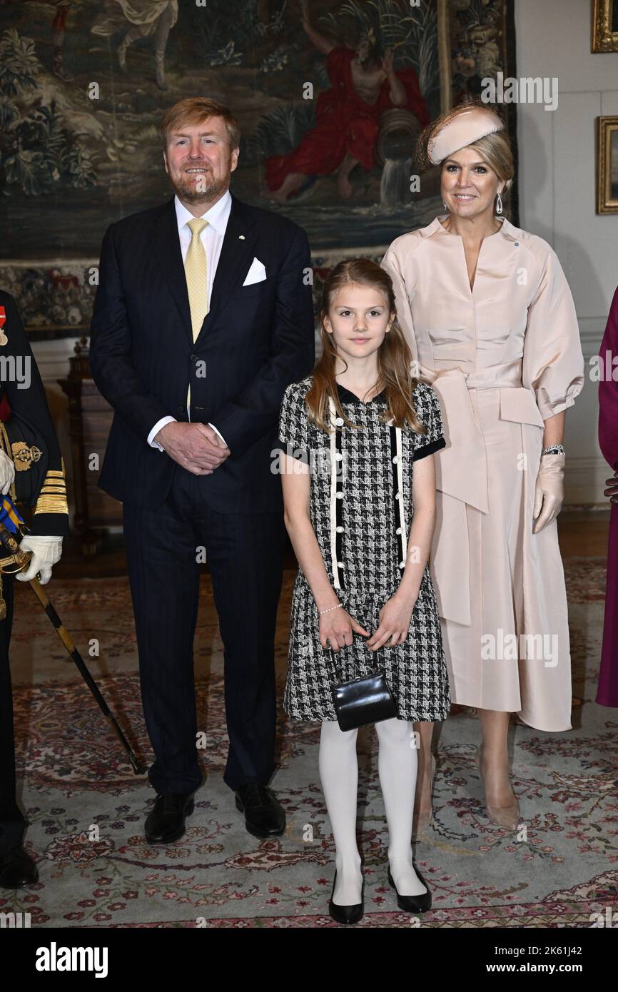 King Willem-Alexander, Princess Estelle, Queen Maxima at the Royal Palace during the welcome ...