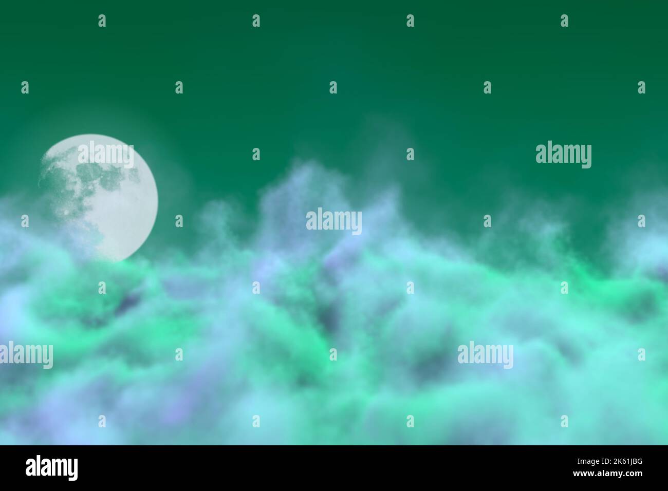 Abstract background creative illustration of gothic clouds with moon ...