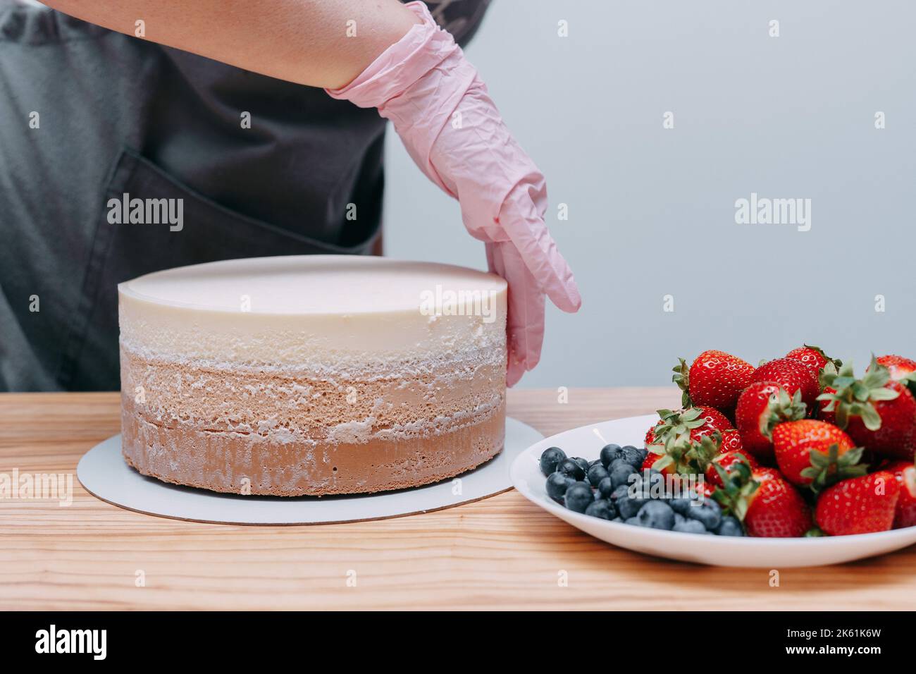 Cooking mousse cake at a cooking class. Cooking at home, home-made food ...