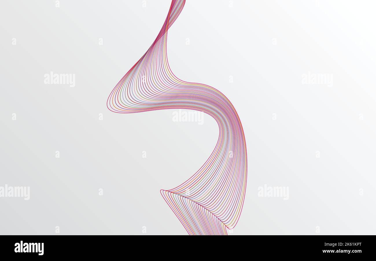 Wave with shadow. Abstract Red lines on a background Vector ...