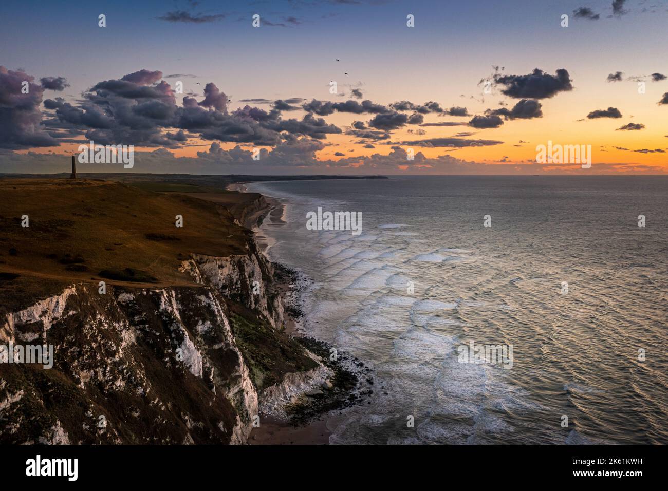 The cliffs of Cap Blanc-Nez at sunset, France, Pas de Calais, summer ...
