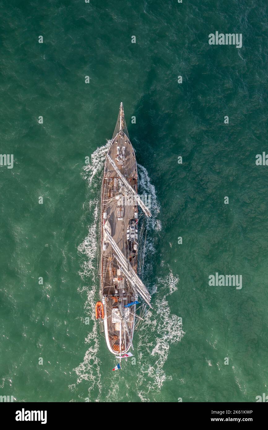 aerial view of Belem, French three-master, France, Cote d'Opale Stock ...