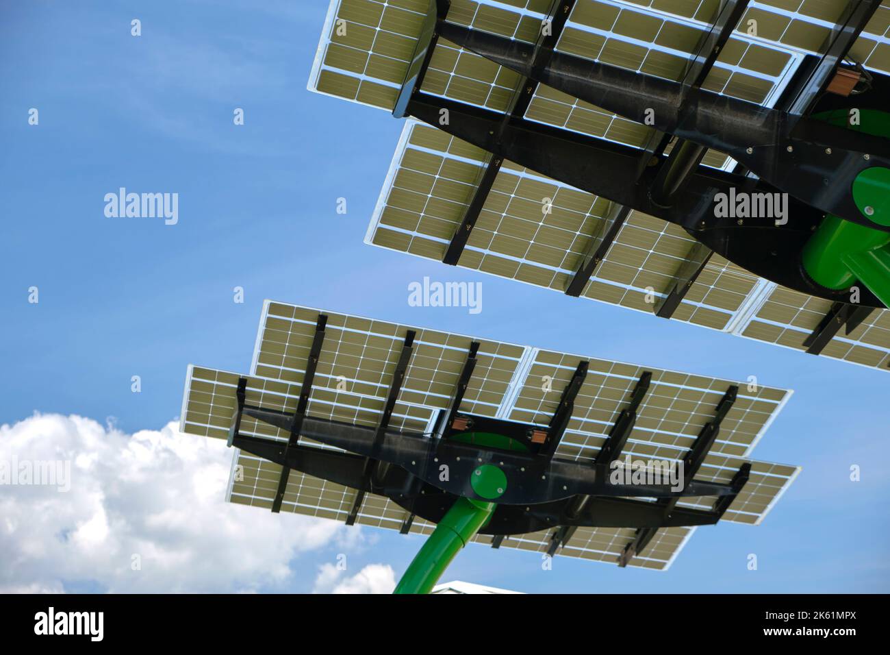 Solar photovoltaic panels mounted on metal frame for producing clean ...