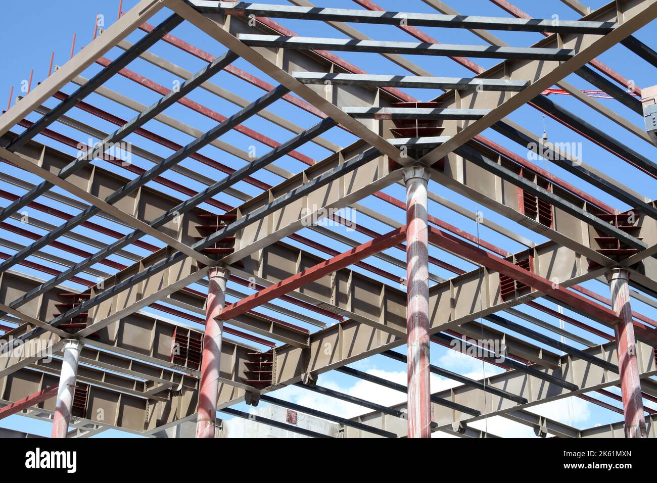 Steel frame of a new factory building under construction Stock Photo ...