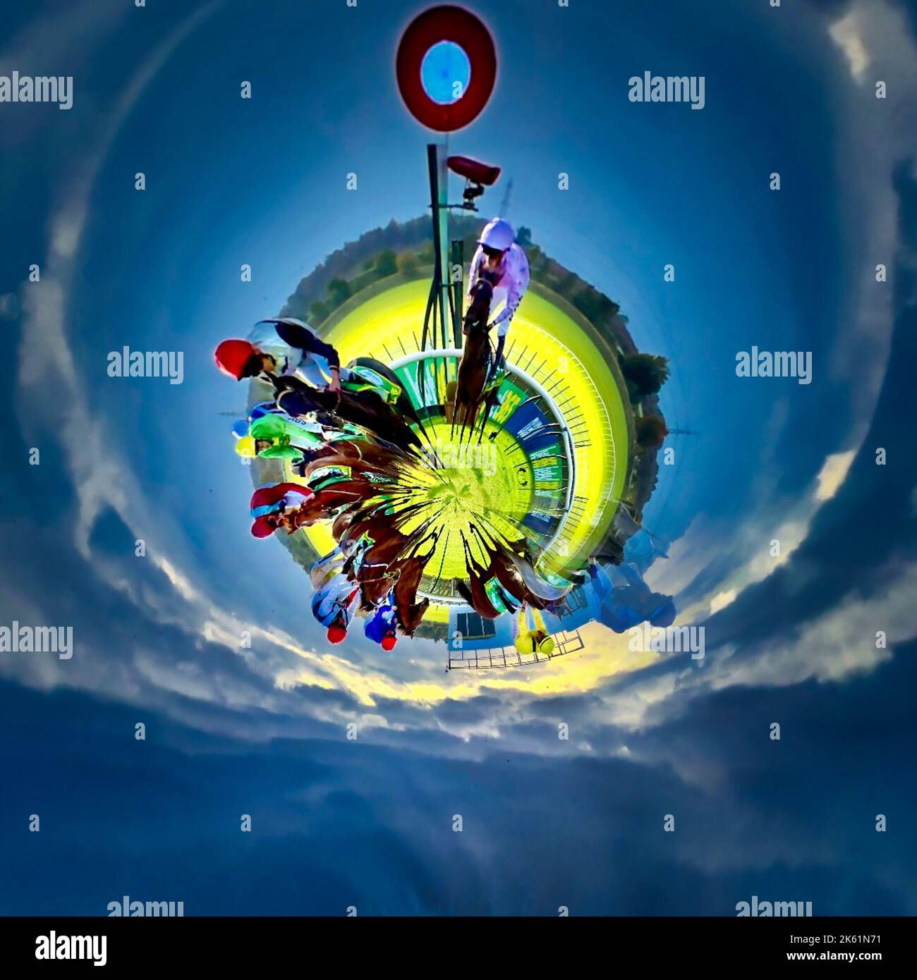 Tiny Planet Winning Post Stock Photo - Alamy