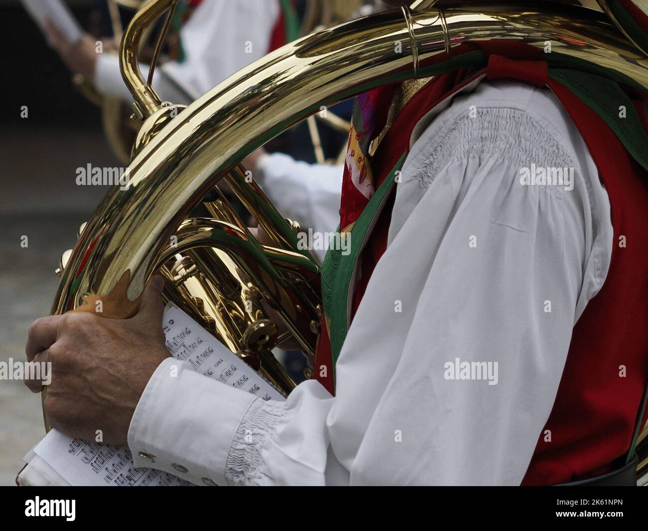 hands playing bass tuba detail in a band Stock Photo - Alamy