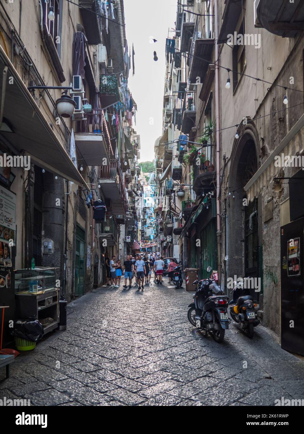 The narrow alleys of the Spanish quarters of Naples, Italy Stock Photo ...
